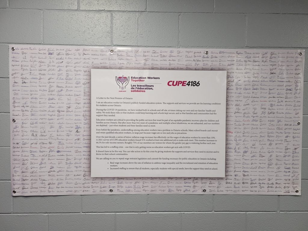 CUPE BANNER with supportive signatures to the next Premier – CUPE LOCAL ...